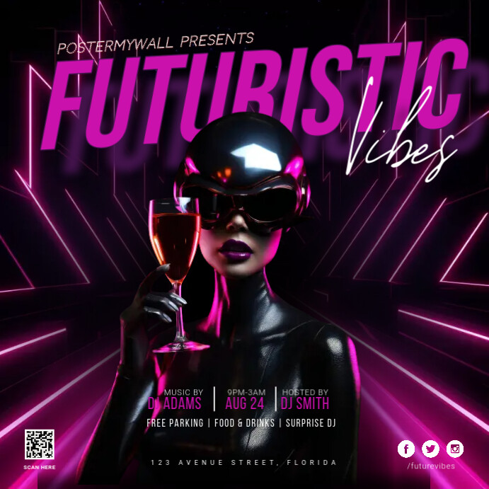 Futuristic party ad template for instagram | PosterMyWall