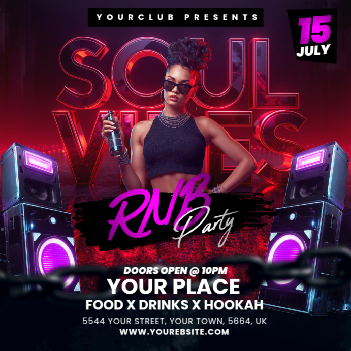 Futuristic Rnb Party Flyer Instagram Post Template | PosterMyWall