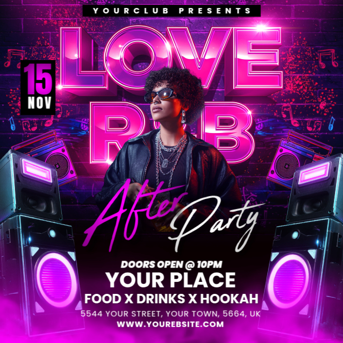 Futuristic Rnb Party Flyer Instagram Post Template | PosterMyWall