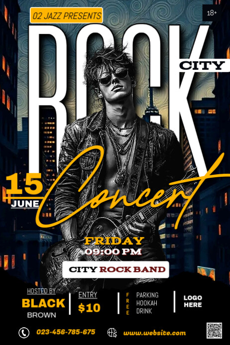 Futuristic Rock City Band Template Design Poster | PosterMyWall