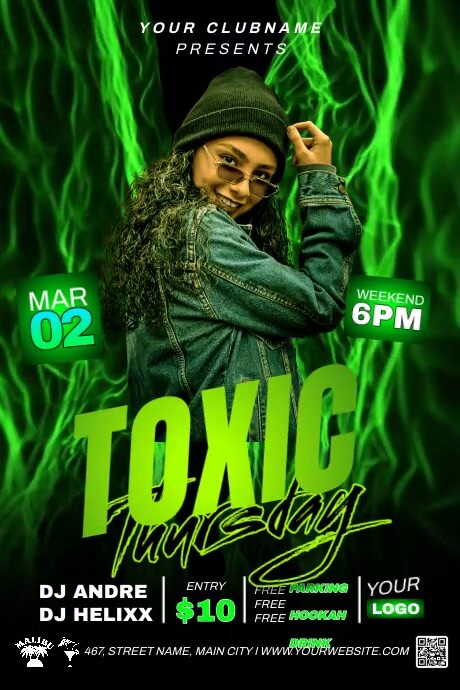 Futuristic Toxic Party Poster Templat | PosterMyWall