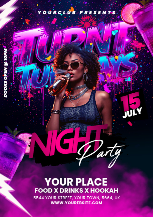 Futuristic Turnt Tuesdays Party Flyer A5 Template | PosterMyWall