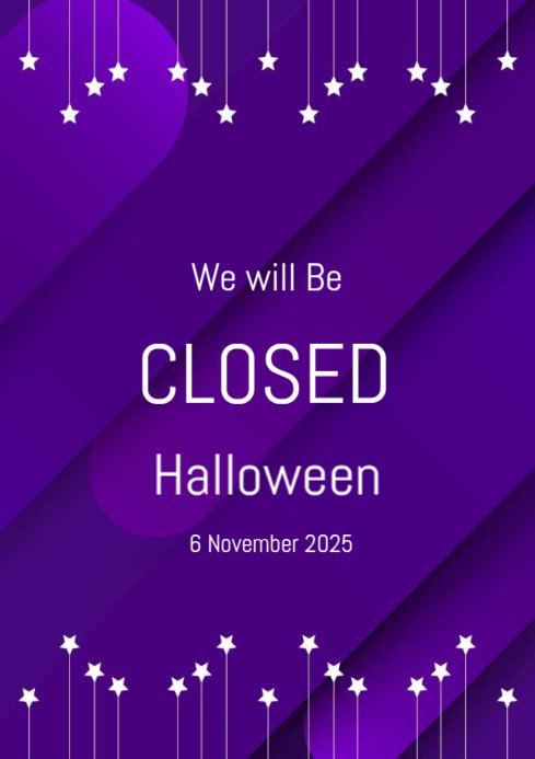 Futuristic We Are Closed Halloween A4 Template | PosterMyWall