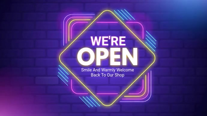 Futuristic We Are Open Digital Display (16:9) Template | PosterMyWall