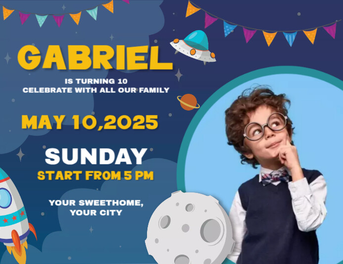 Gabriel's Birthday Invitation Flyer Templat | PosterMyWall
