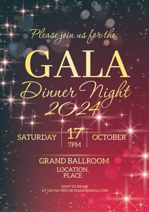 Gala Dinner Night Red and Gold Invitation Template | PosterMyWall