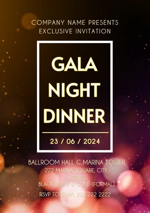 Gala Night Dinner Light Party Invitation temp Template | PosterMyWall