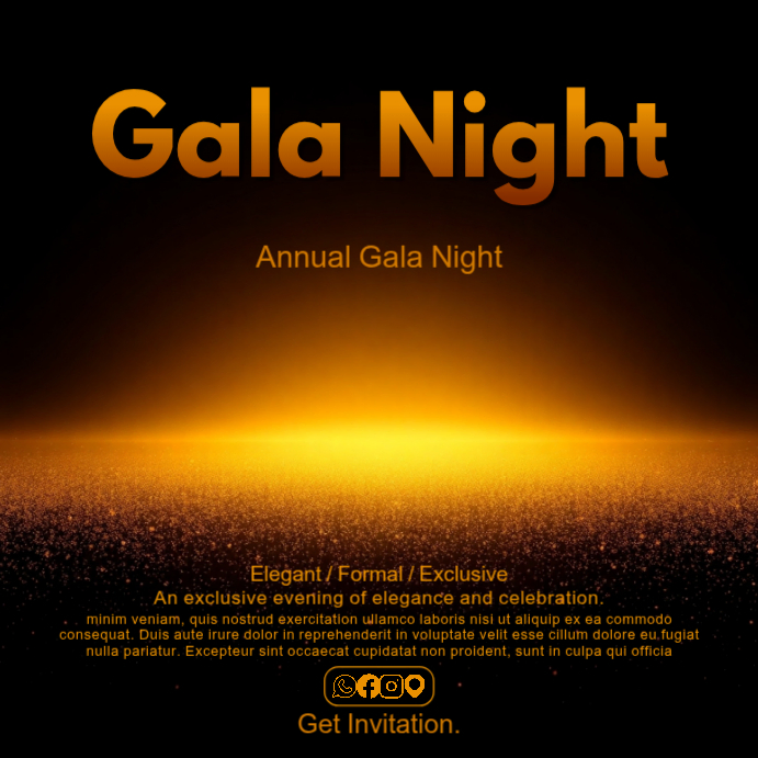 Plantilla de Gala Night Instagram Square Post – Luxury Event Design ...