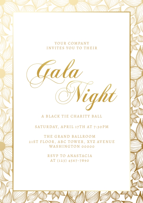 Plantilla de Invitación Noche de Gala | PosterMyWall