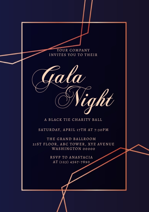 Plantilla de Invitación Noche de Gala | PosterMyWall