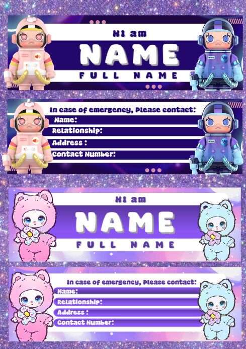 Copy of Galactic Cuties Personalized Name Badges | PosterMyWall