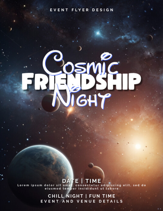 Szablon Galaxy Chill Hour Flyer for Cosmic Friendship Night | PosterMyWall