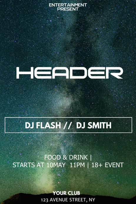 Galaxy header night flyer template | PosterMyWall