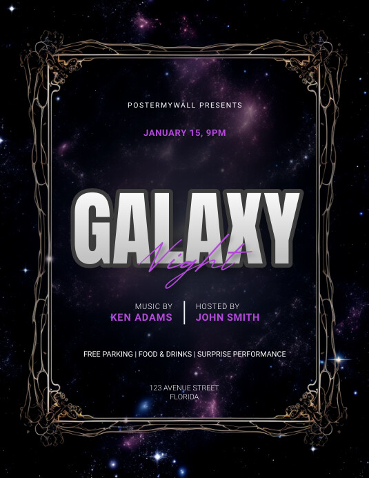 Galaxy night event flyer template | PosterMyWall