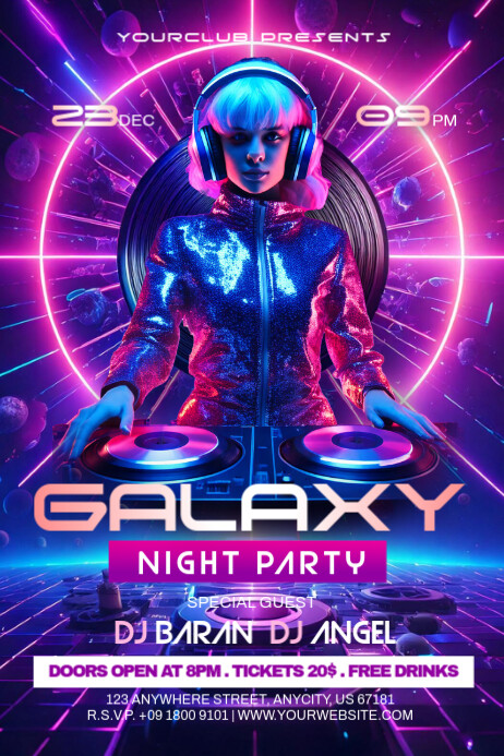 Galaxy Night Party Poster Event Flyer Template | PosterMyWall