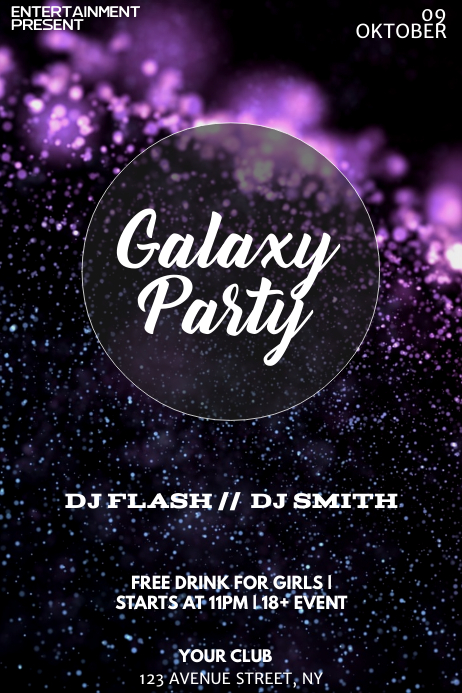 Galaxy Party night flyer template | PosterMyWall