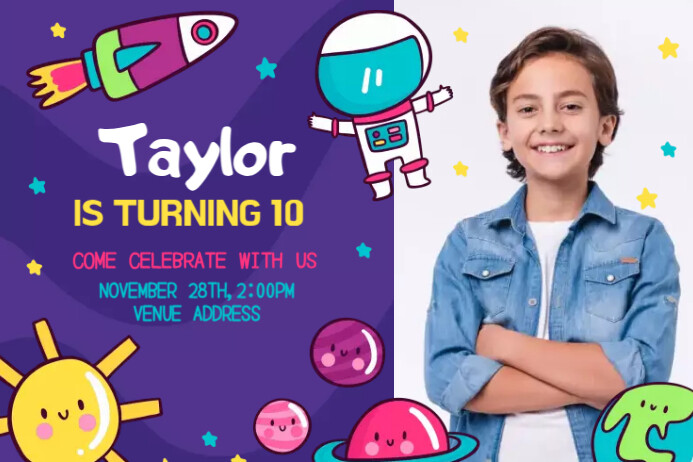 Galaxy Planet Birthday Invitation Template | PosterMyWall