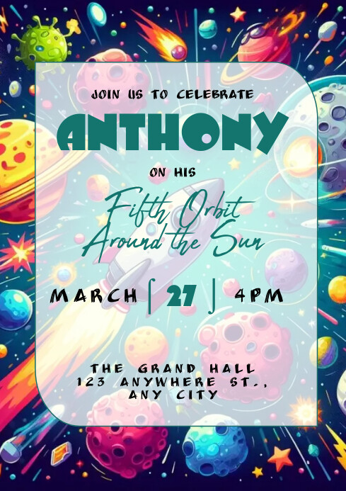 Galaxy Theme - Birthday Invitation Template | PosterMyWall