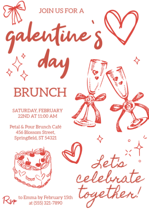 Galentine's Brunch Invitation Template | PosterMyWall