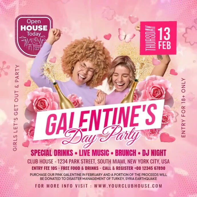 Galentine's Day Party Post Template | PosterMyWall