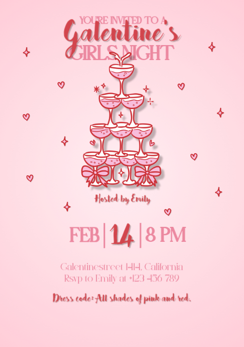 Galentine's girl's night out party invitation Template | PosterMyWall