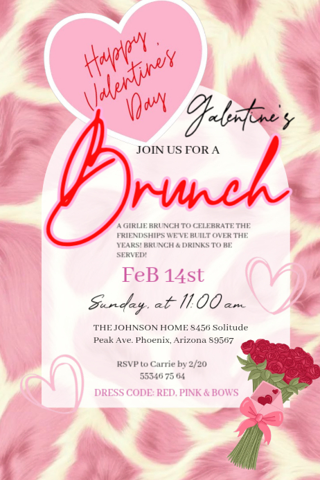 Galentines happy valenlentines invitation party temple flayer Template ...