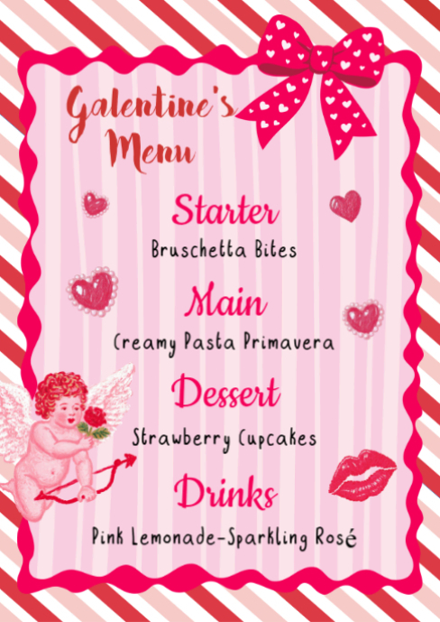 Plantilla de Galentines Menu Template | PosterMyWall