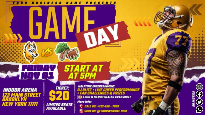 Game Day Football Showdown Template | PosterMyWall