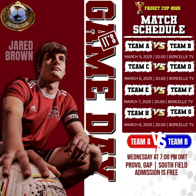 Game Day Match Schedule Flyer Template | PosterMyWall