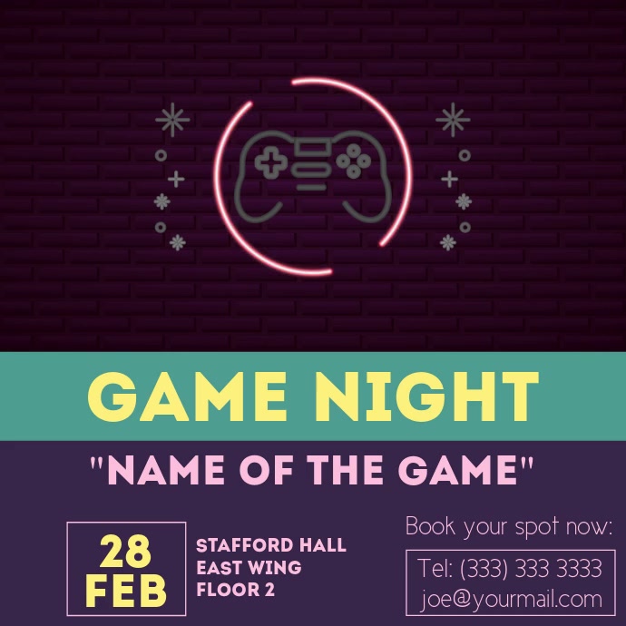 Copy of Game night neon sign video | PosterMyWall