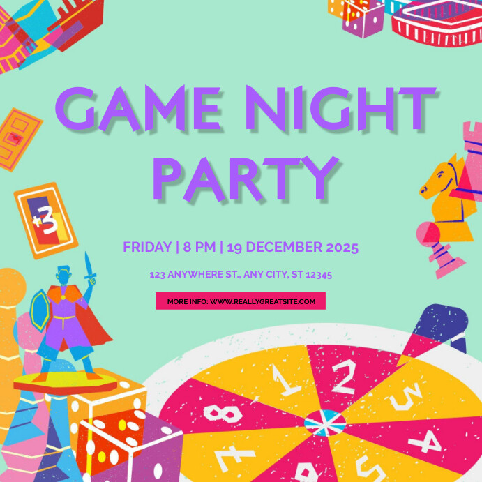 Game Night Party Invitation Template | PosterMyWall