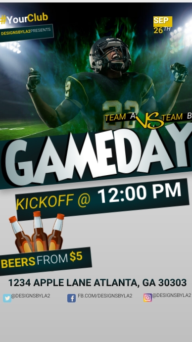 GAMEDAY!! American Football Flyer - INSTAGRAM Template | PosterMyWall