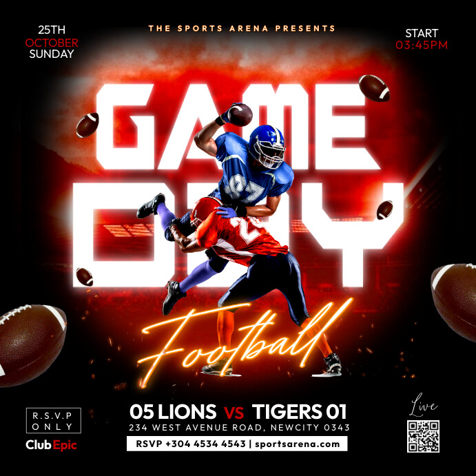 gameday football match live flyer template | PosterMyWall