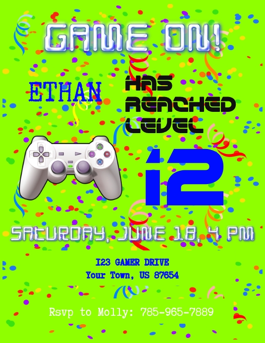 gamer birthday flyer 4 Template | PosterMyWall