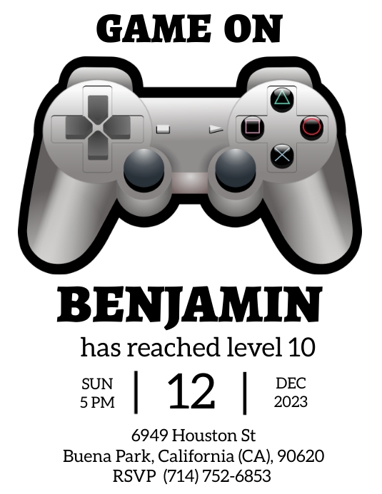 gamer game on birthday party invitation Template | PosterMyWall
