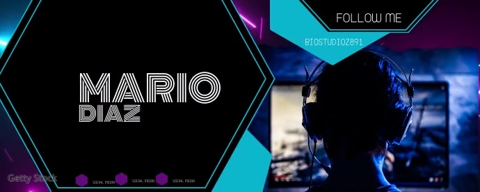 Gaming Streaming Neon Video Banner Template C | PosterMyWall