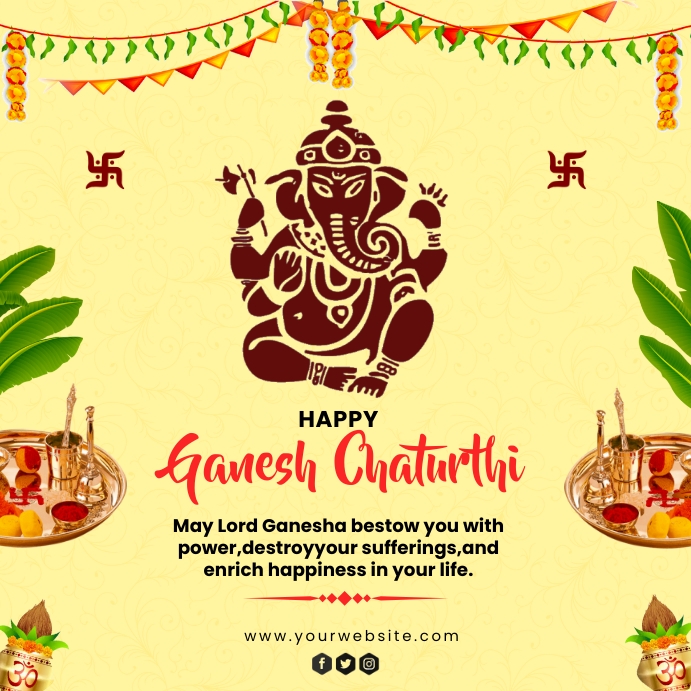 Ganesh Chaturthi Greetings Post Template | PosterMyWall