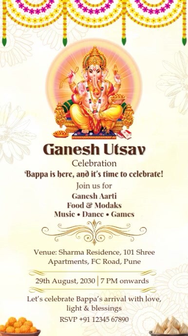 Ganesh Utsav Celebration Party Digital Invitation Card Template ...