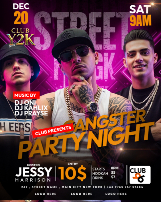 Gangster Night Urban Party Flyer Template | PosterMyWall