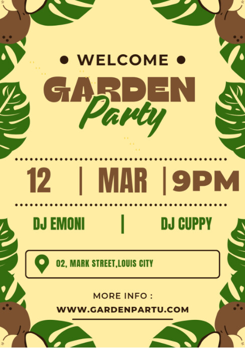 Garden party flyer design template | PosterMyWall