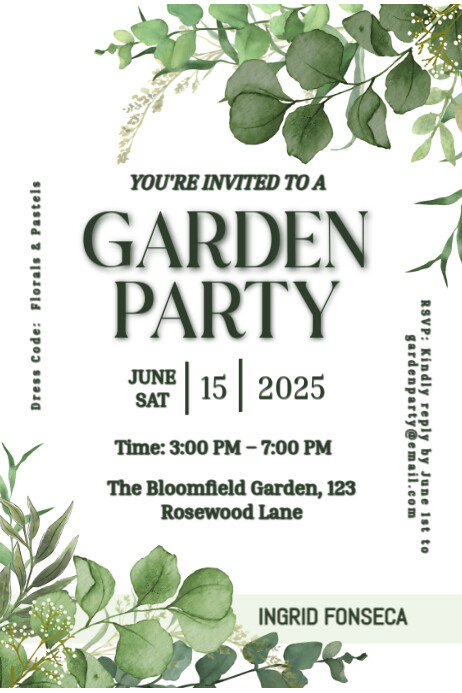 Garden Party Invitation Poster Template | PosterMyWall