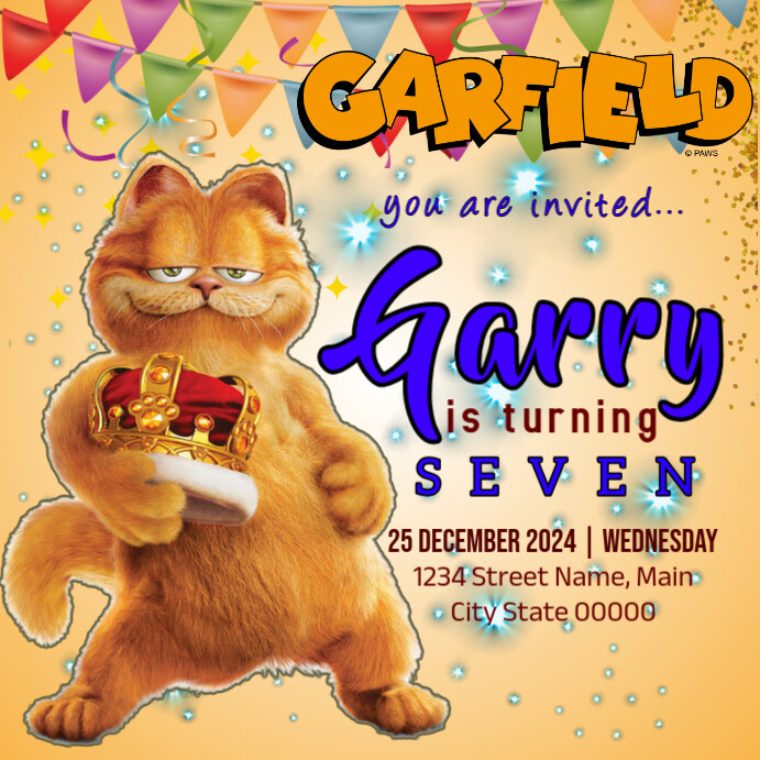 Plantilla de Garfield Birthday Instagram Post | PosterMyWall