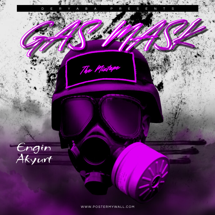 Gas Mask Helmet Purple Album Mixtape Cover Template | PosterMyWall