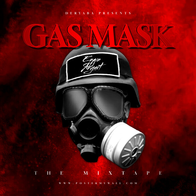 Gas Mask Helmet Red Album Mixtape Cover Template | PosterMyWall