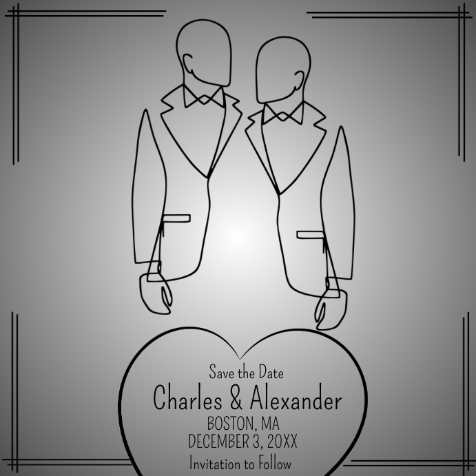 Gay Men's Wedding Save the Date Template | PosterMyWall
