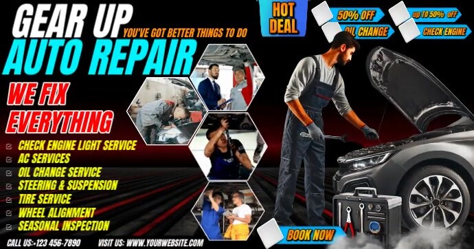 Plantilla de Gear Up Auto Repair Flyer | PosterMyWall
