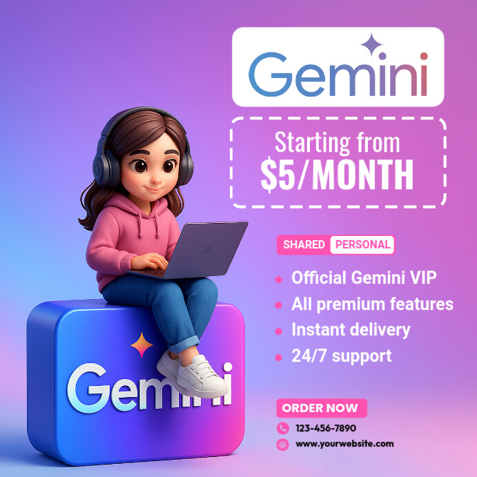Gemini Subscription Selling Ad Template | PosterMyWall