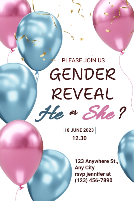GENDER REVEAL Template | PosterMyWall