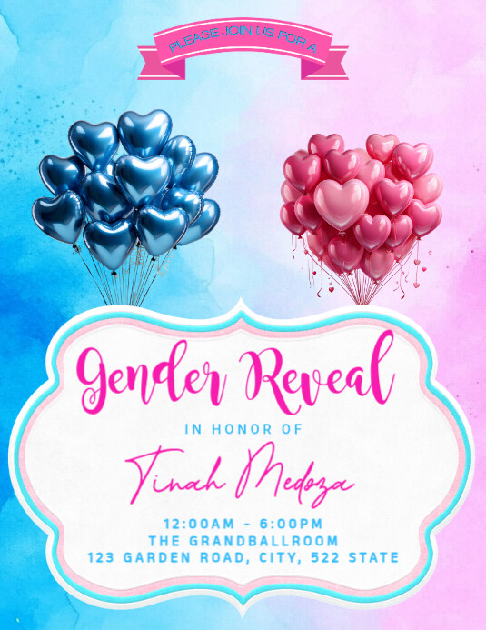 Gender Reveal Flyer (us Letter) Template | PosterMyWall