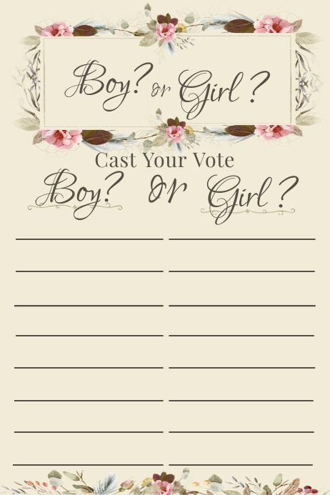 Gender Reveal Party Cast Your Vote Template | PosterMyWall